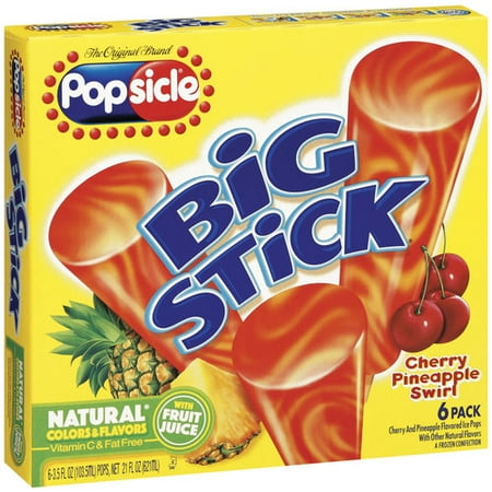 Popsicle Big Stick Cherry Pineapple Swirl Ice Pops, 3.5 fl oz, 6 count ...