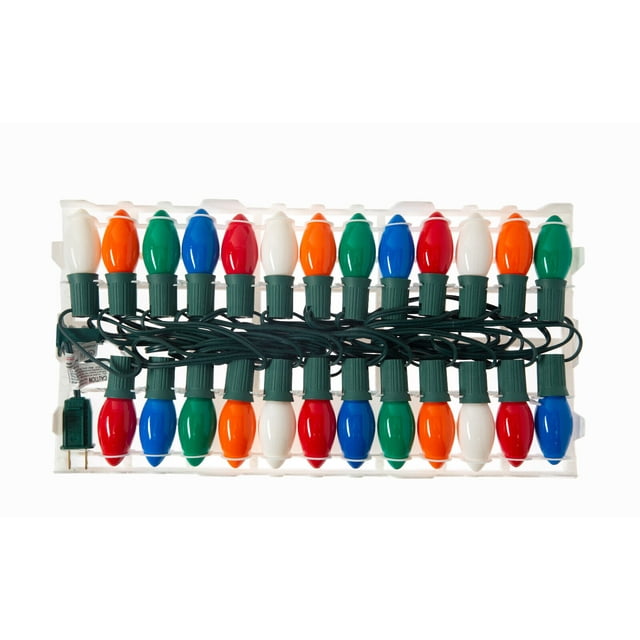 25 Ft Christmas Light String Multi Color Ceramic C9 Light Bulbs Indoor ...