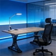 Executive Desk with Engineered Wood Top and Golden Metal Legs, Spacious ...