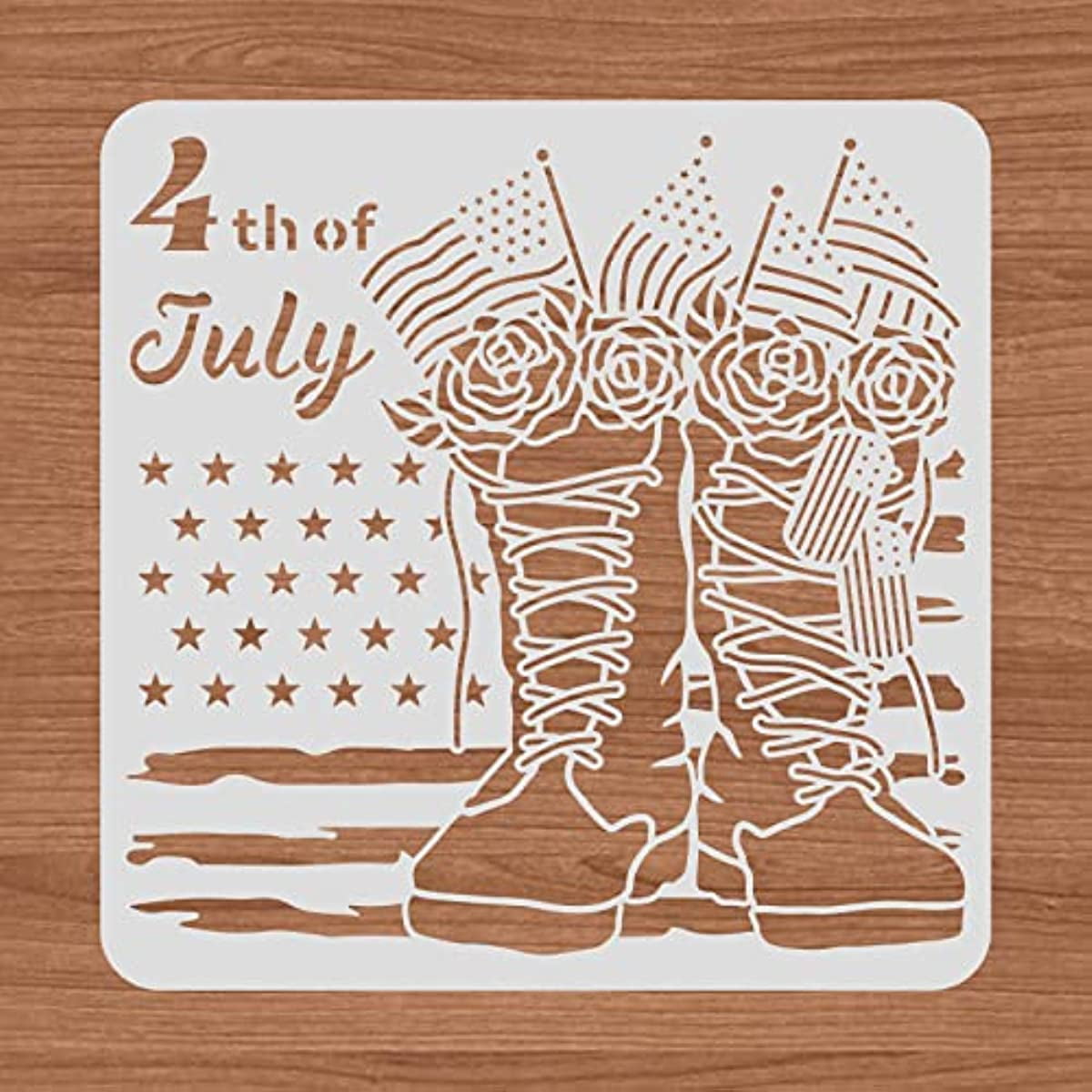 4th of July Drawing Stencil 12x12" Independence Day Flag Painting ...