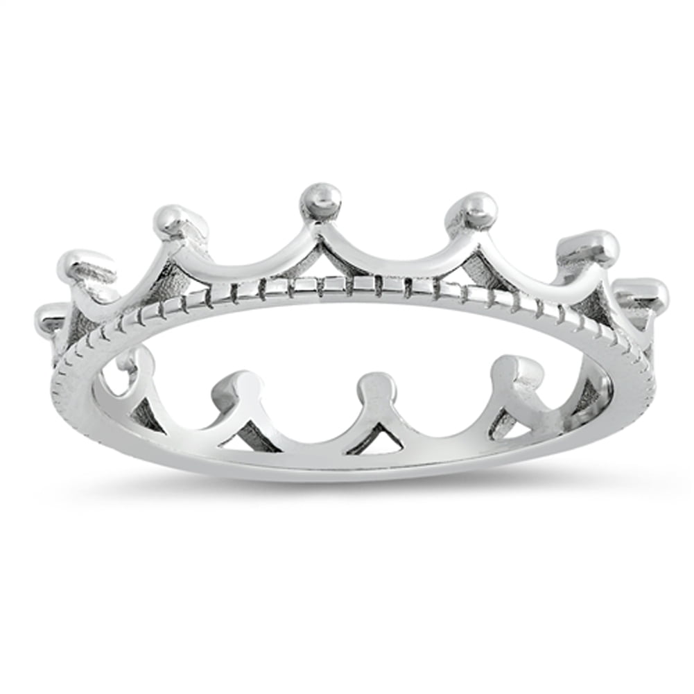 Oxidized Crown Tiara Royal Queen Ring .925 Sterling Silver Band Jewelry ...