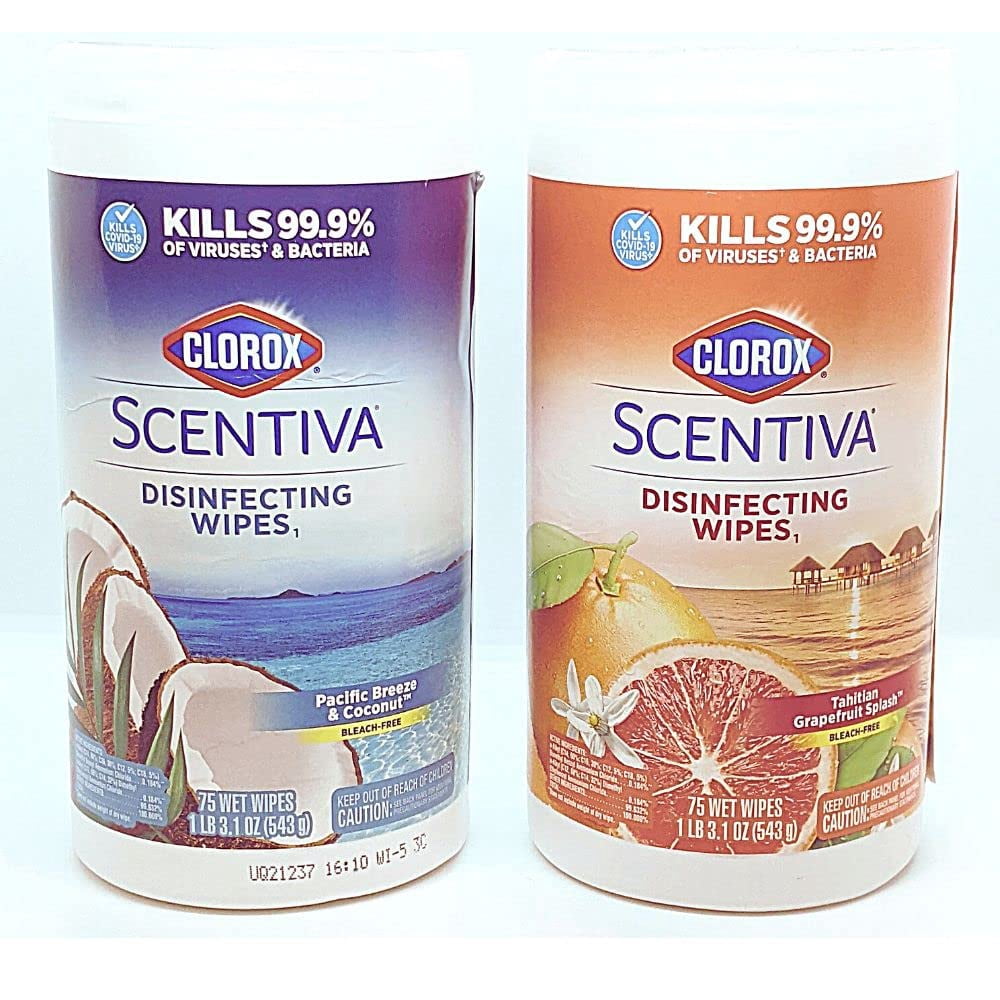 Toallitas limpiadoras Clorox Scentiva, paquete variado de 75 unidades ...