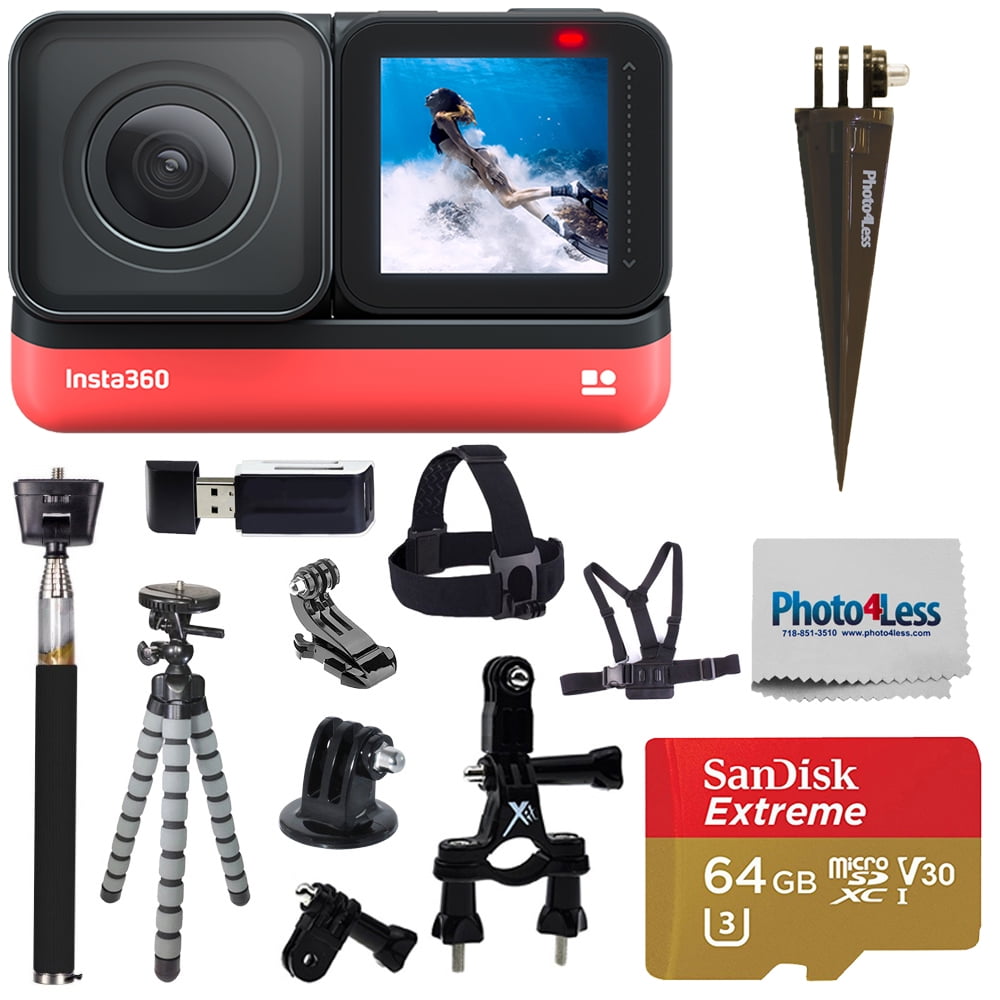 Insta360 ONE R 4K Edition | 64GB SD Card | Monopod | Spike Mount - Top ...