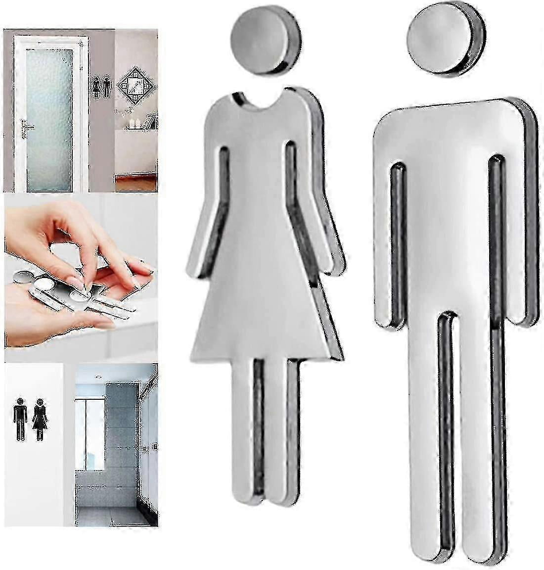 2 pares de placas para puerta de inodoro de 12 x 4 cm, letreros para ...