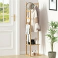 Bamboo Garment Coat Clothes Stand Rack Hat Shoe Wooden Hanger Holder ...