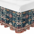 Bohemian Floral Bed Skirt California King Size 16 Inch Drop, Green Red ...