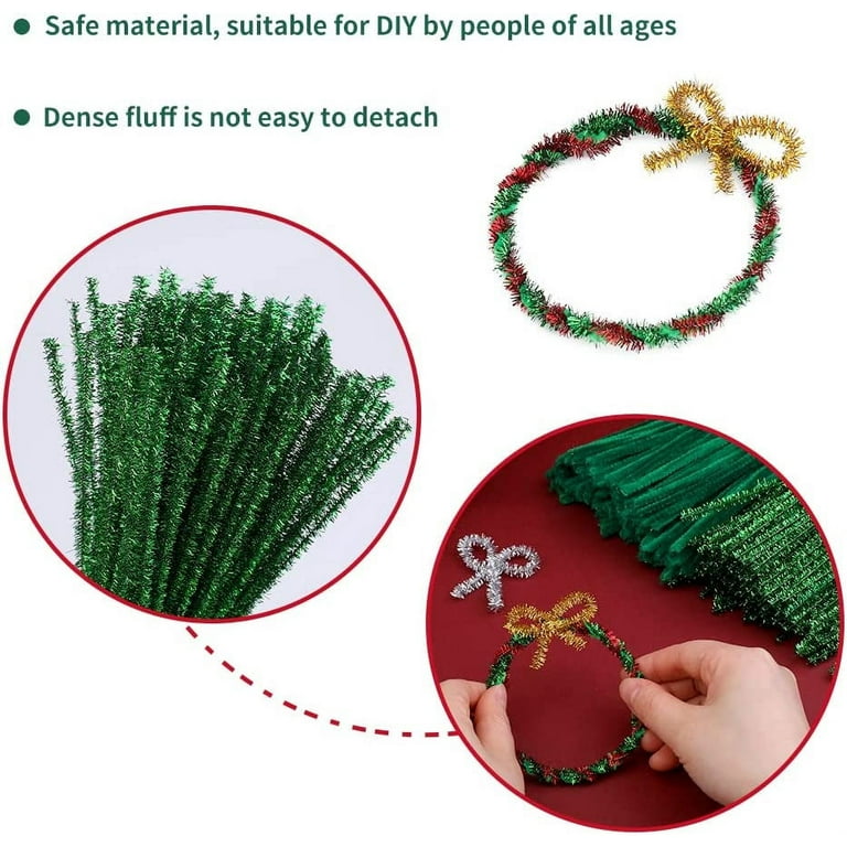 Glitter Pipe Cleaners For Craft 250 Pieces Pipe Cleaner Wire Christmas ...