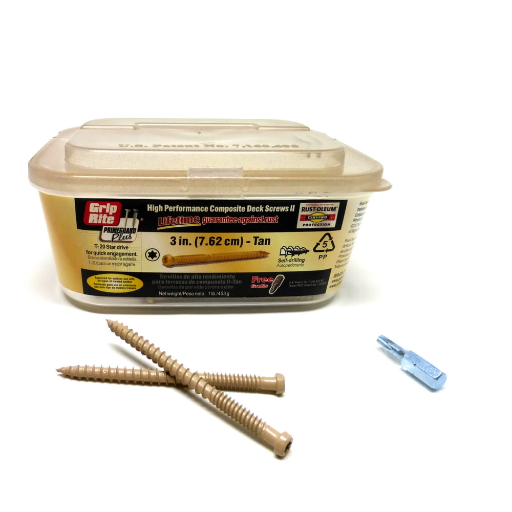 Grip Rite #9 x 3" - Tan High Performance Composite Deck Screws II Self ...