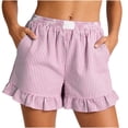 Boxer Shorts for Women Cute Ruffle Striped Print Pajama Bottom Soft ...