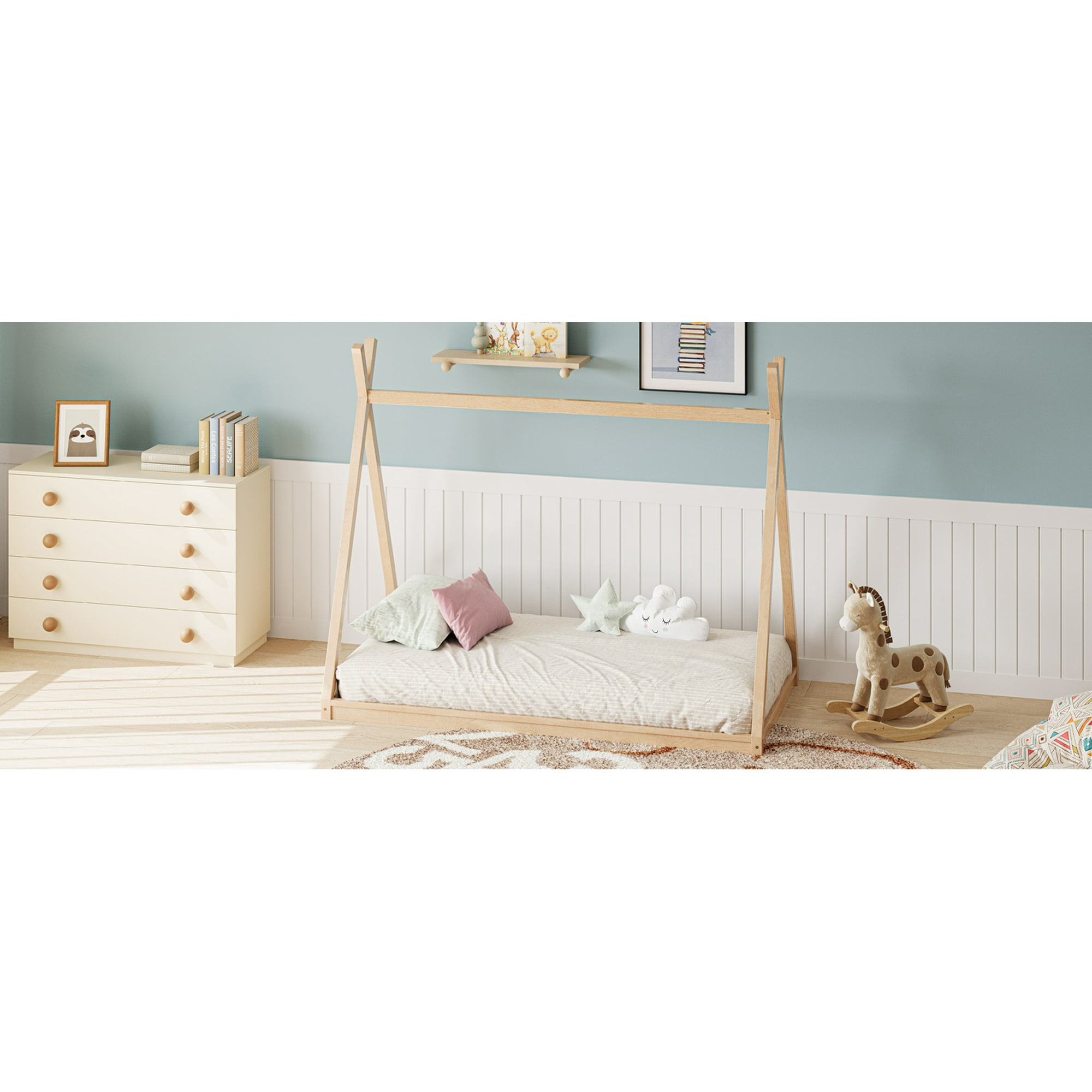 Click here for Unbranded Wood Twin Size Tent Bed For Kids  Montes... prices