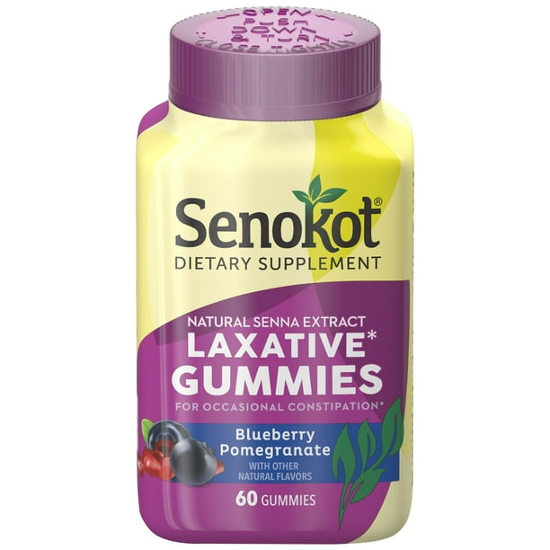 Senokot Natural Senna Extract Laxative Gummies, Blueberry Pomegranate ...