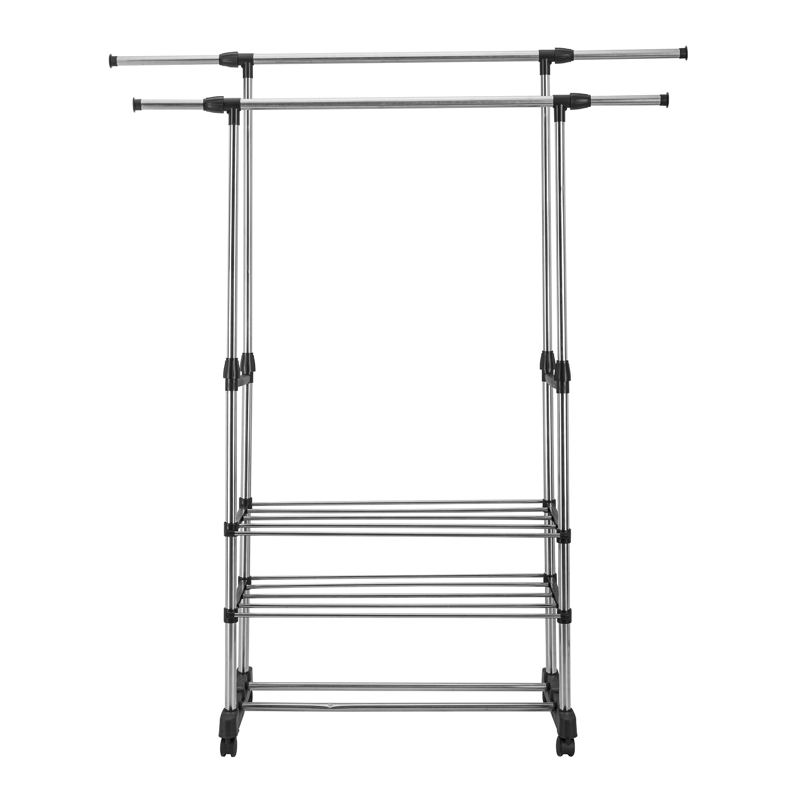 SamyoHome 3 Tier Double Rack Rolling Garment Rack Hanger Rail ...