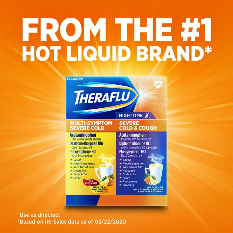 Theraflu Nighttime Multi Symptom Severe Cold, Lipton Green, 47% OFF