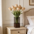 Acrylic Vase with Wooden Stand Centerpiece – Clear Modern Flower Vase ...