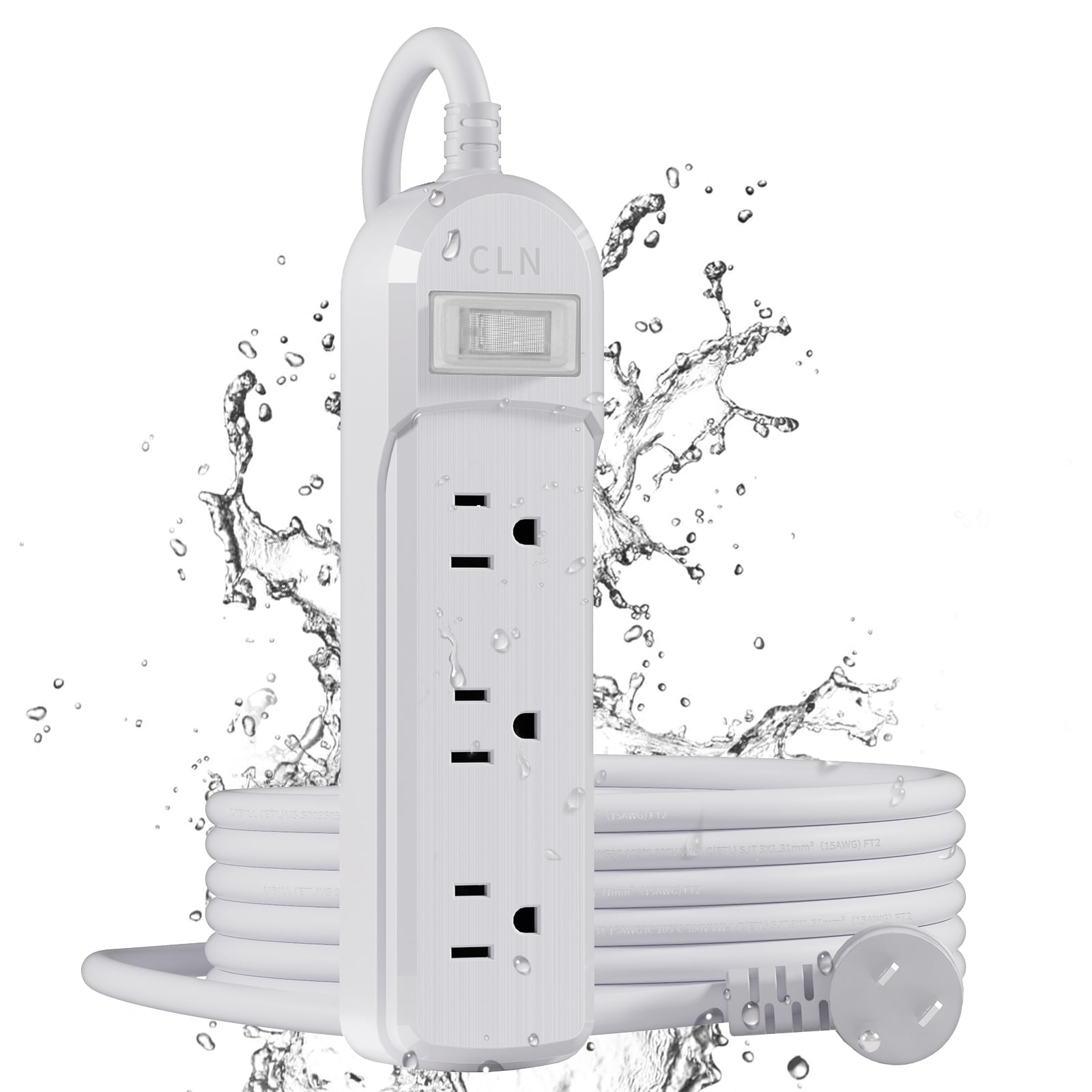 Outdoor Power Strip, CLN IPX6 Weatherproof Surge Protector with 3 Wide ...
