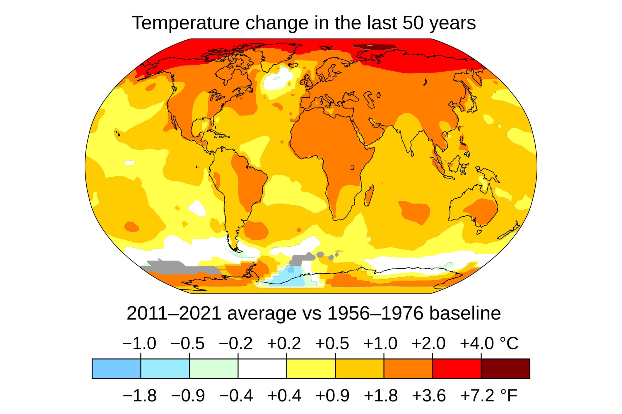 24x36 gallery poster, Map of Global Warming temperture change - Walmart.com