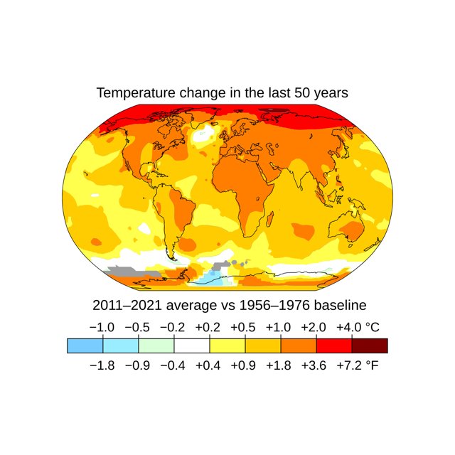 24x36 gallery poster, Map of Global Warming temperture change - Walmart.com