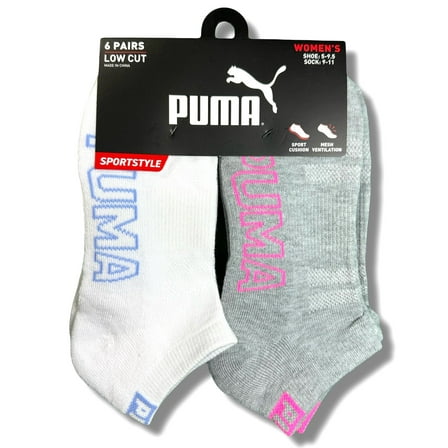 PUMA SOCKS WOMEN'S - LOW CUT - BLISS 253 - WHITE GREY - SHOE SZ 5-9.5 ...