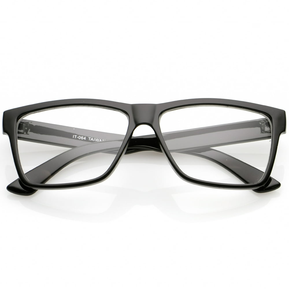 sunglass.la - Classic Horn Rimmed Wide Arms Clear Lens Rectangle ...
