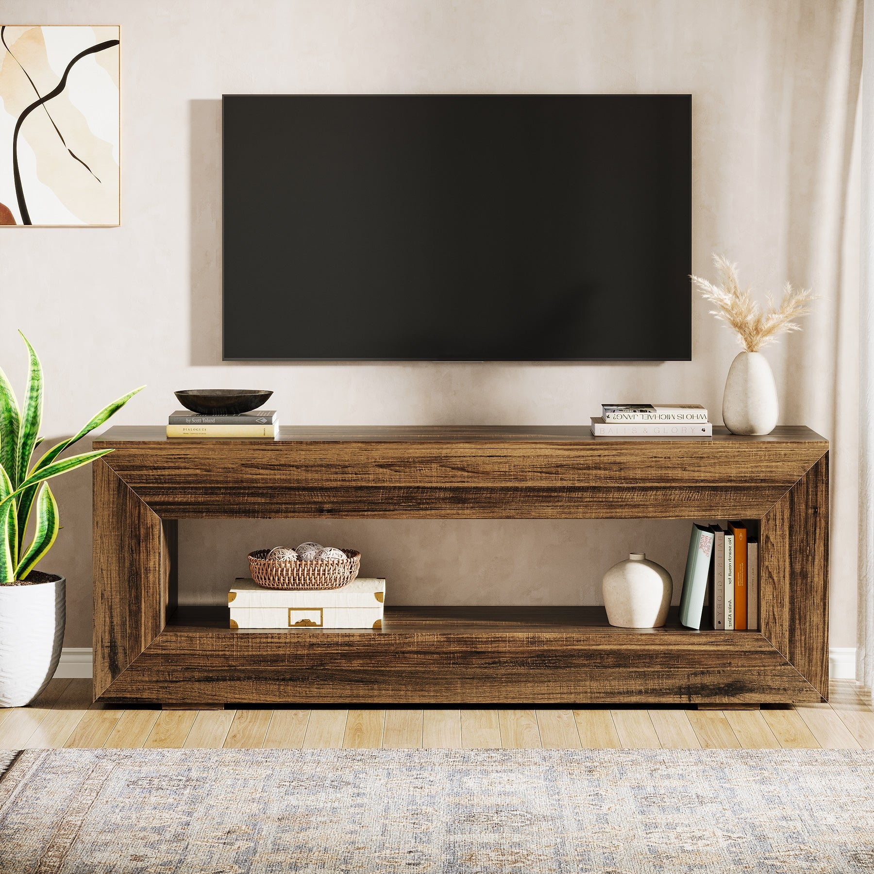 Click here for Fnova 63 Modern Tv Stand  Wooden Farmhouse Console... prices