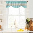 Blue Wood Grain Tie Up Valances Curtain, Country Blue Green Gradient ...