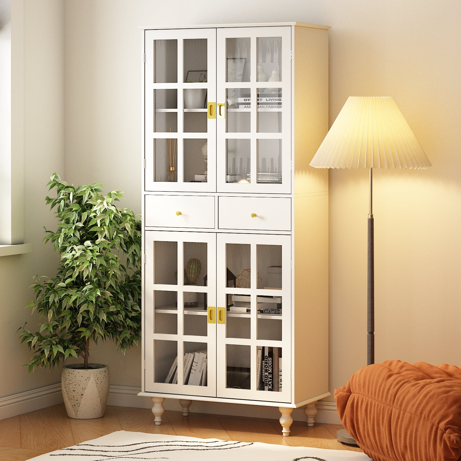 Buy Timechee 72.4 Standard Bookcase with Drawers, Display Storage ...