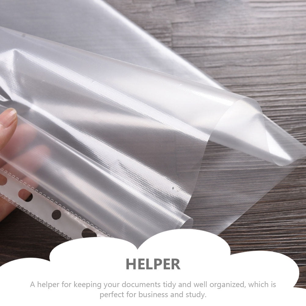 Frcolor 100Pcs Loose Leaf File Bags Transparent File Bags A4 File ...