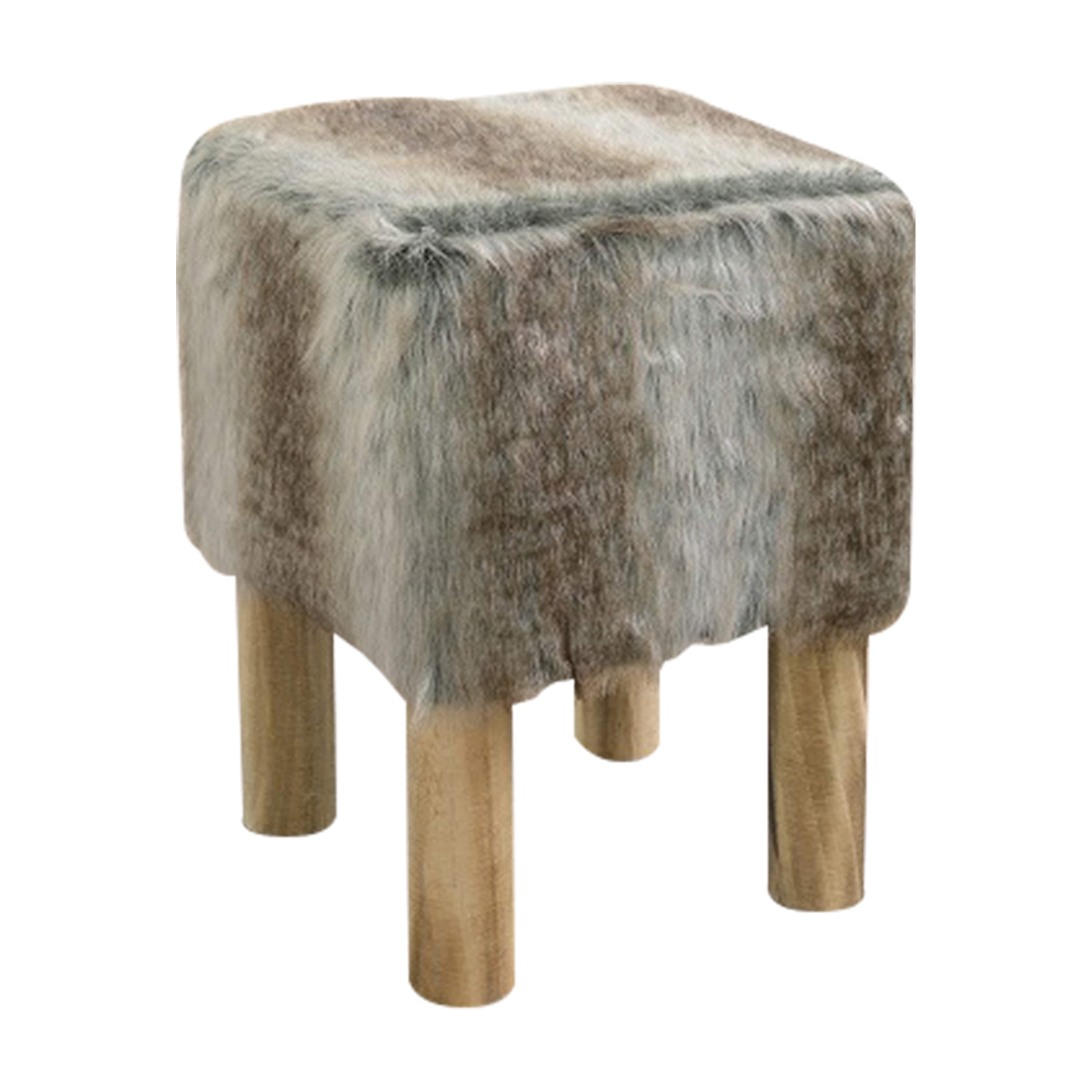 ACME Brooke 16" Stool in Faux Fur and Natural Legs - Walmart.com