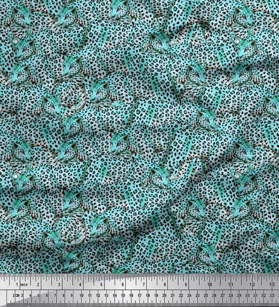 Soimoi Silk Fabric Leopard Animal Print Fabric by The Yard 42 Inch Wide ...