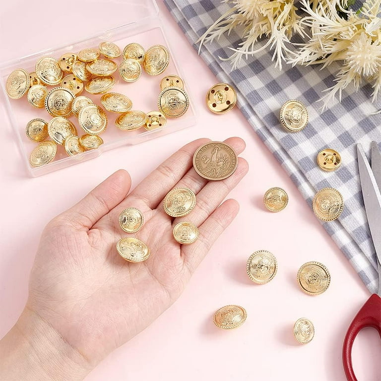 40pcs Metal Blazer Button Set 15mm 20mm Golden Brass Buttons Sewing Buttons Vintage Metal Buttons Embossed Buttons for Blazers Suits Sport Coats Uniform Jackets Dress Walmart
