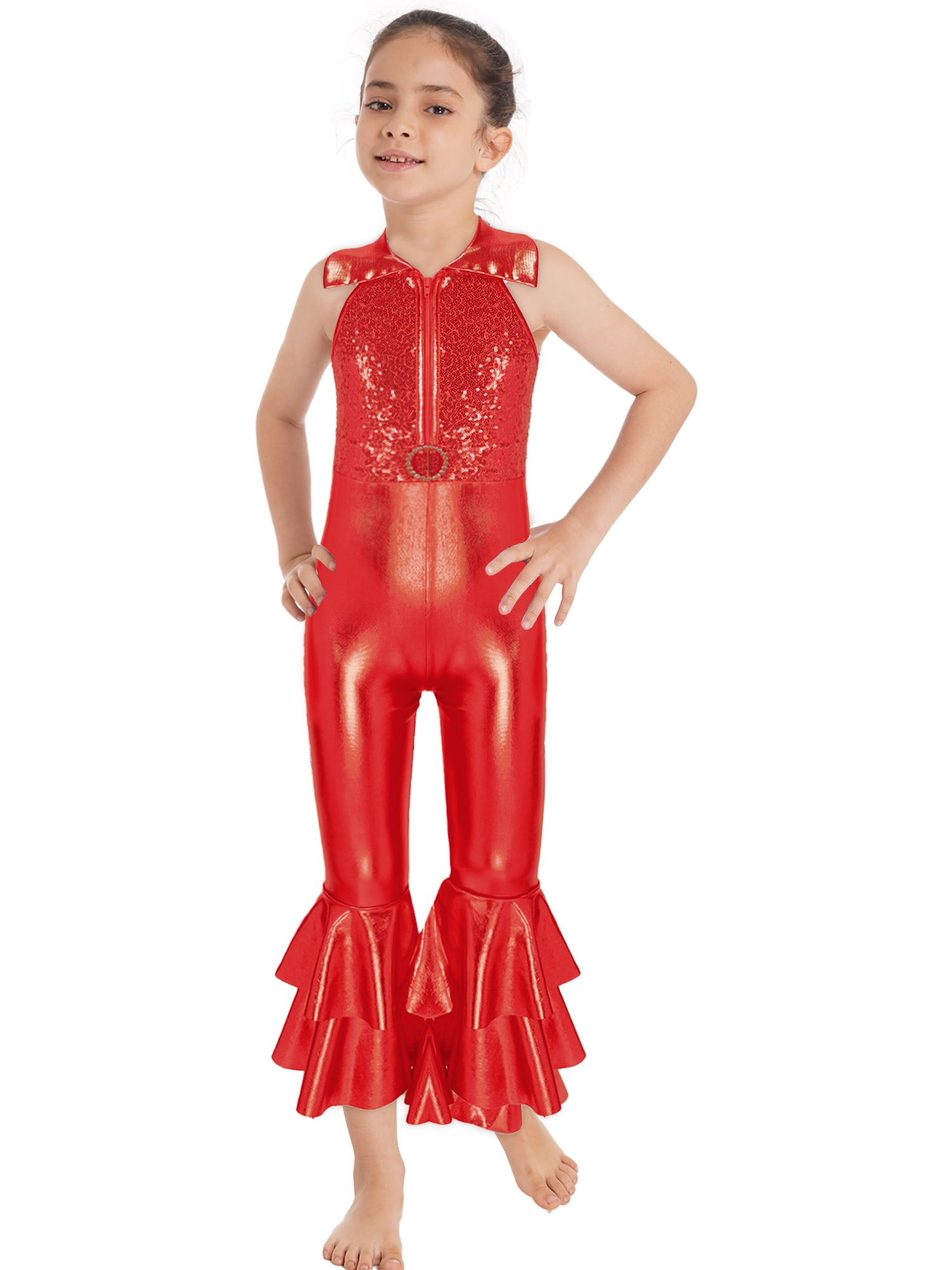 iEFiEL Girls Metallic Ballet Dance Unitard Gymnastics Performance ...