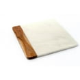 Lexi Home Real Marble Charcuterie Cutting Board - White 1/4 Wood Accent ...
