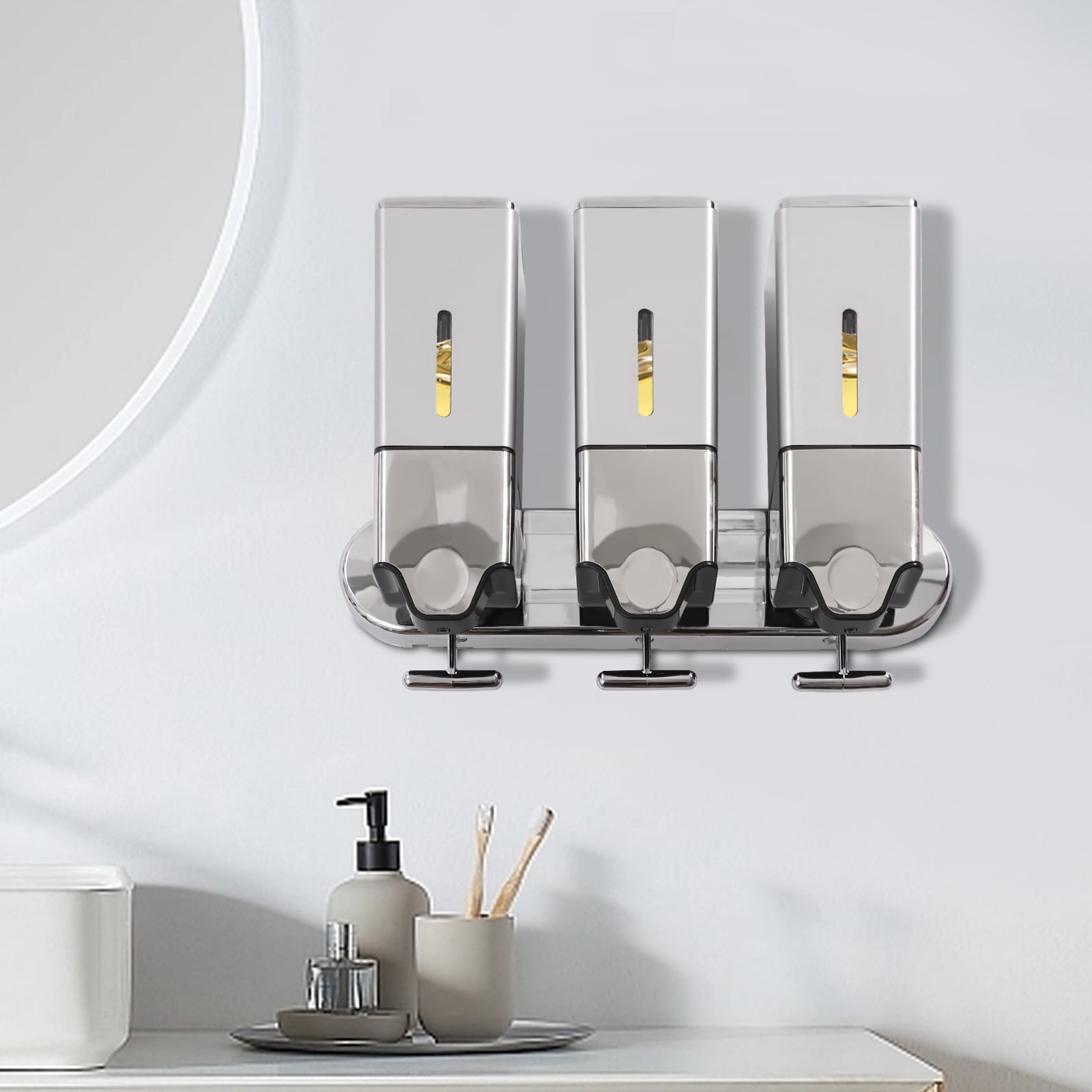 Miumaeov 3 in 1 Shampoo and Soap Dispensers, Triple Wall Mount Shower ...