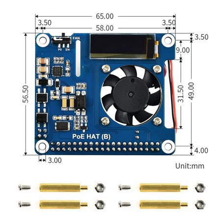 Raspberry Pi Power Over Ethernet HAT POE Network Expansion Board with ...