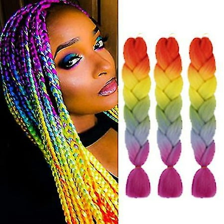 Synthetic Braiding Hair Extensions Rainbow Jumbo Braid(GROUP 2 ...
