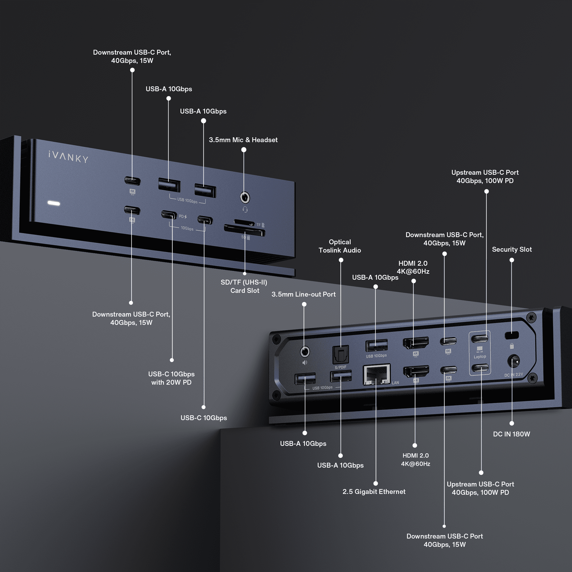 iVANKY FusionDock Max 1 20-in-1 Quad 6K@60Hz USB-C Hub for iVANKY FusionDock Max 1 20-in-1 Quad 6K@60Hz USB-C Hub for
