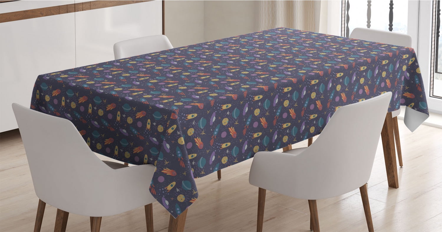 Alien Tablecloth, Space Themed Comet Stars Rockets and Planets in ...