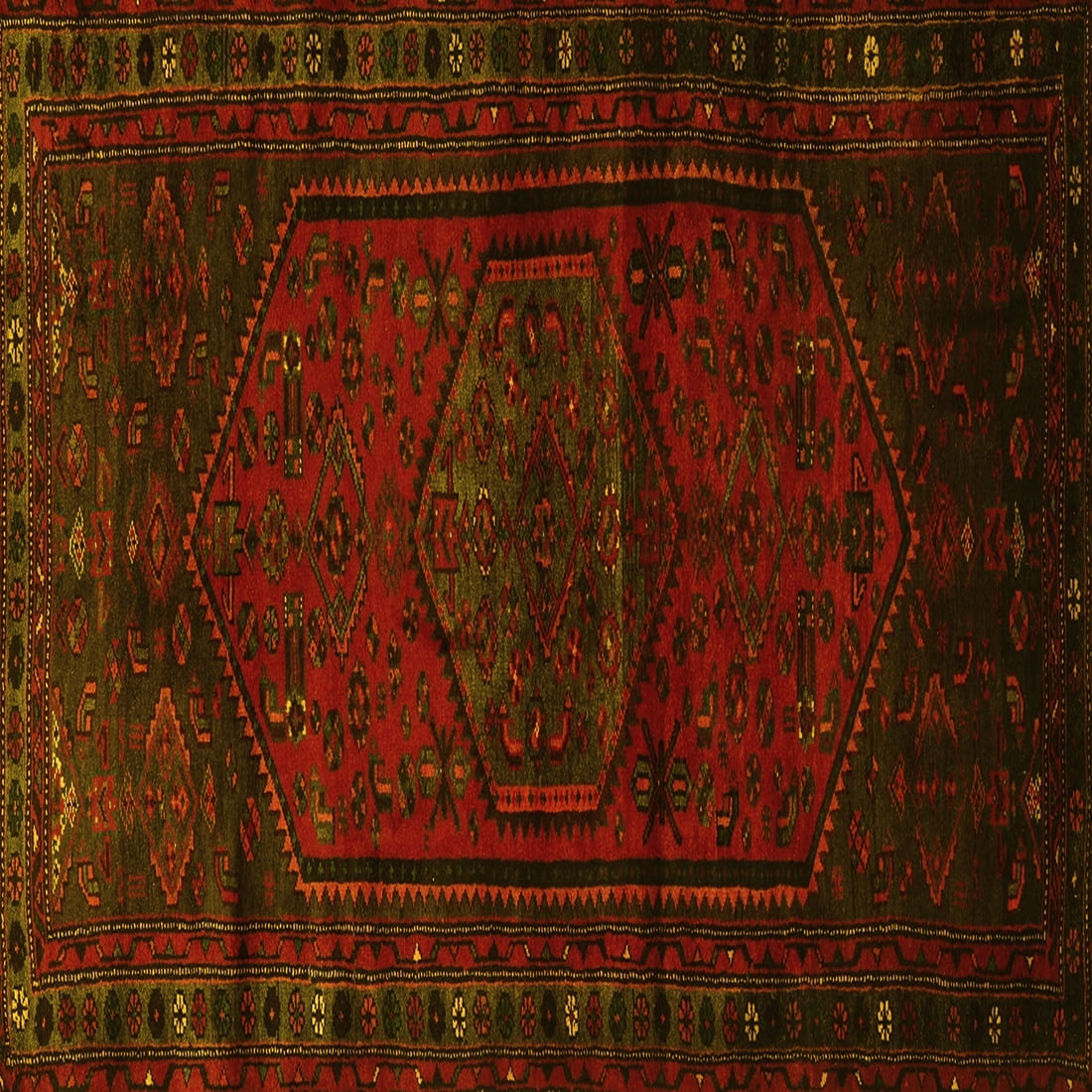 Ahgly Company Machine Washable Indoor Square Persian Yellow Traditional ...