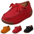 AUDeals Women’s Round Toe Wedge Loafers Work Shoes Non Slip Suede ...