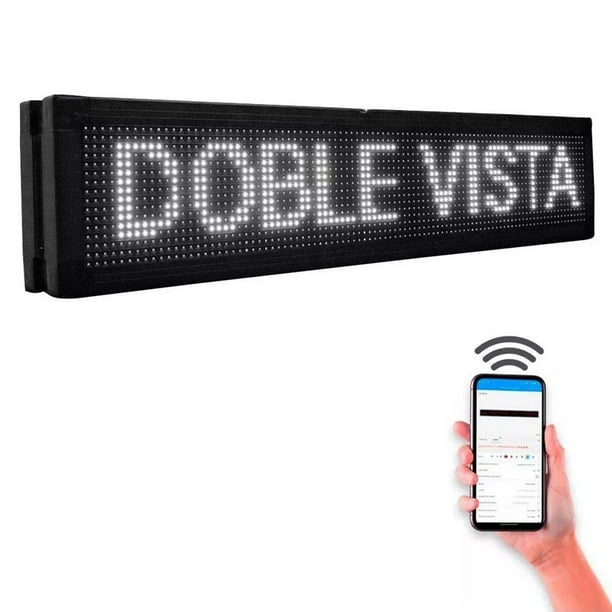 Letrero Led Blanco Programable Doble Vista Wifi 100cm X 20cm Publicidad, Negocio, Tiendas ...