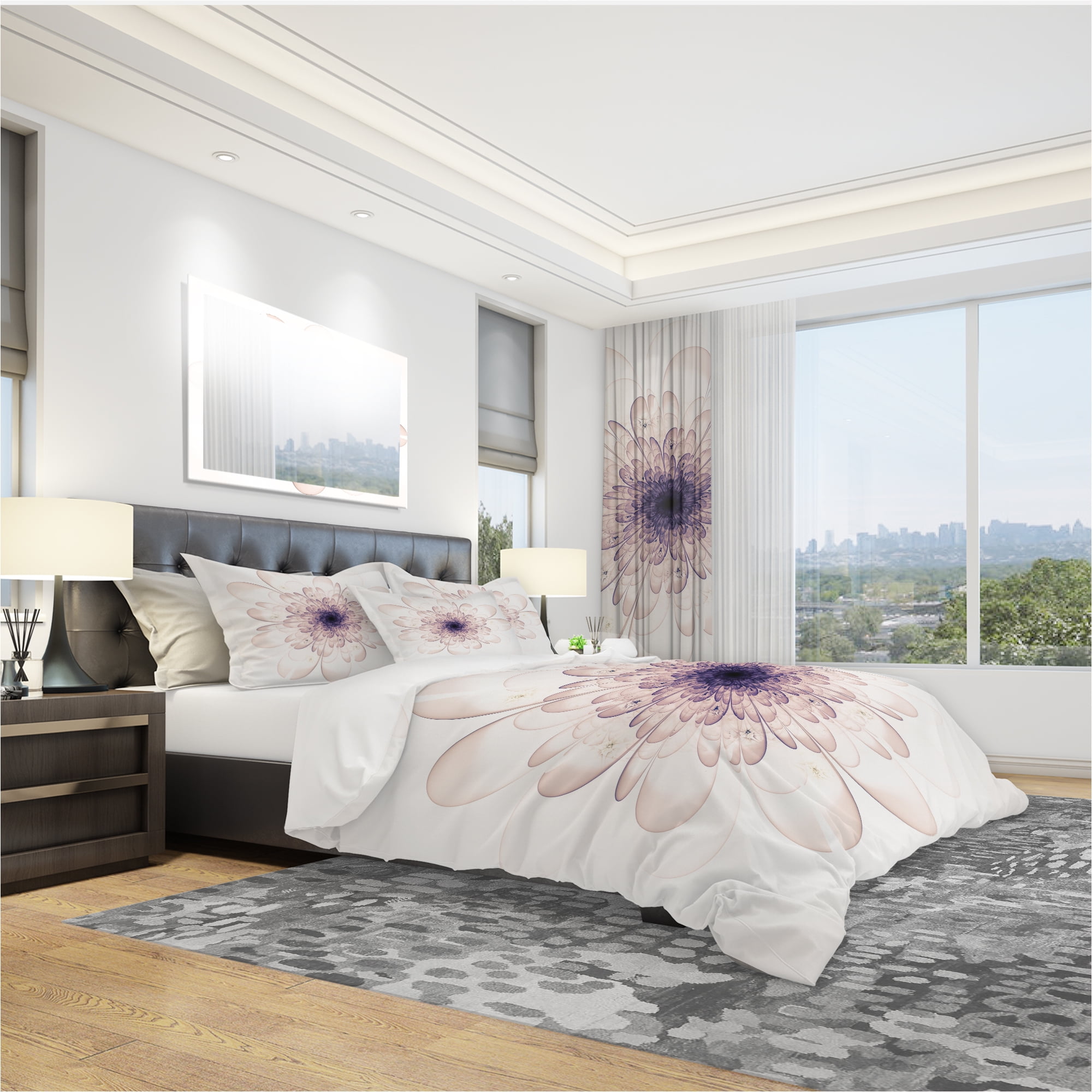 Click here for Designart perfect Glowing Fractal Flower In Purple... prices