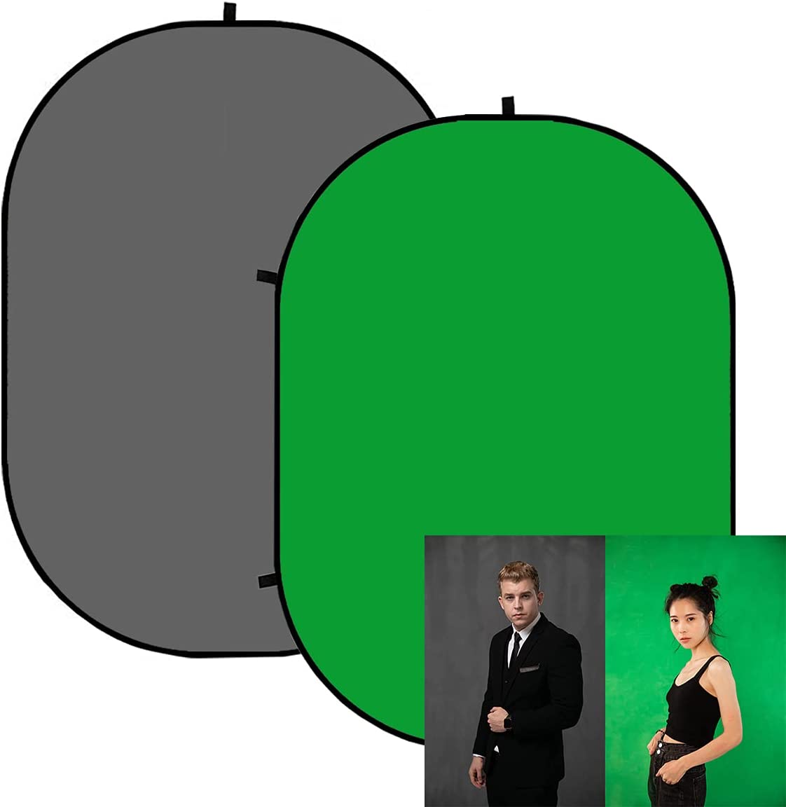 Kate Green Screen Collapsible Photo Backdrop Grey Double Side Pop-up ...