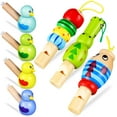 OUNONA 7 Pcs Wooden Cartoon Animal Whistle Toys for Kids Playing ...