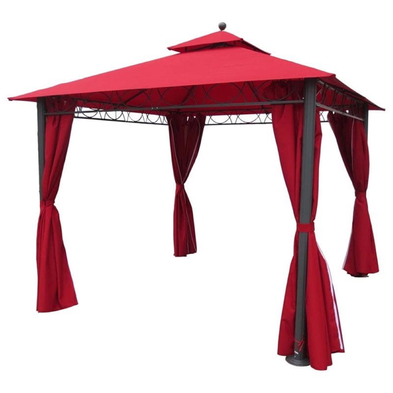 Pemberly Row Square Gazebo with Drapes in Ruby Red - Walmart.com