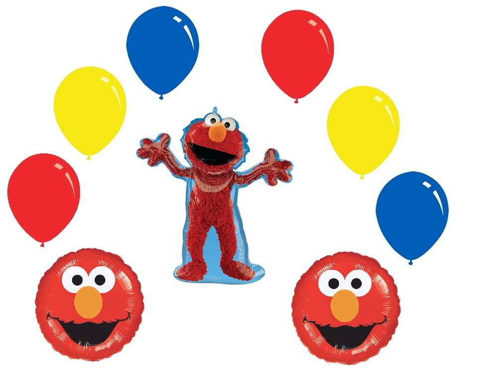 Sesame Street Elmo Character Jumbo Mylar Foil Balloon Set 9 Piece Set ...