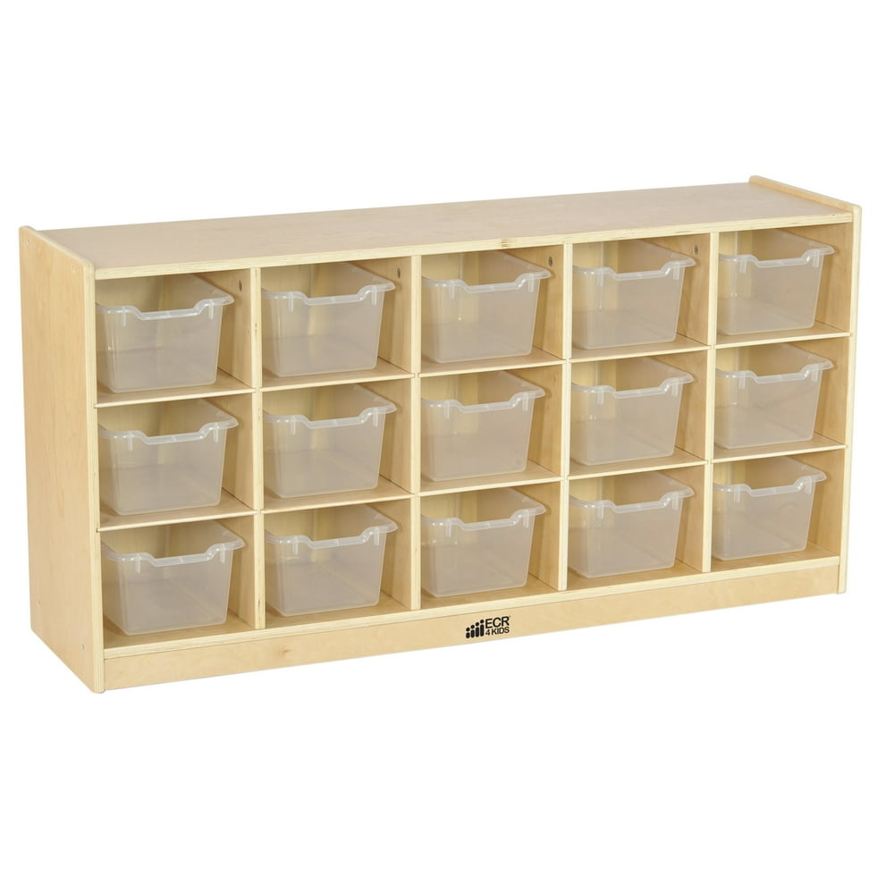 Birch 15 Cubby Tray Cabinet with Clear Bins - Walmart.com - Walmart.com