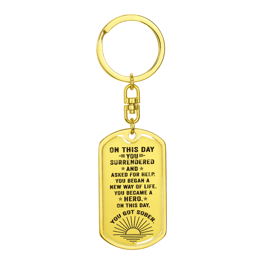 Custom Giant 18k Gold Finish Steel Sober Anniversary Keychain for Adult ...