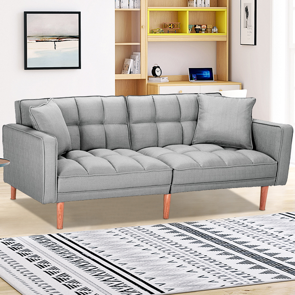 SEVENTH Gray Couch, Futon Convertible Sofa Bed, Modern Fabric Sofa Bed ...