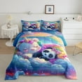 Unicorn Girl Panda Twin Size Comforter Set for All Seasons,Rainbow ...