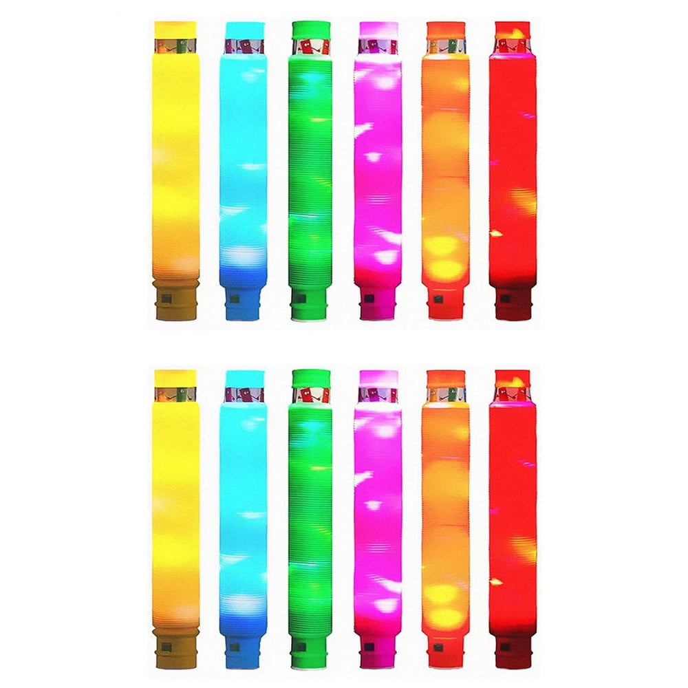 CNKOO 12 Pieces Light Up Tube Sensory Toys Sensory Stretch Tubes Kit ...